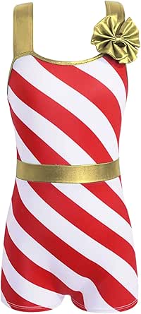 Amazon.com: Linjinx Kids Girls Candy Cane Christmas Costume Stripes ...