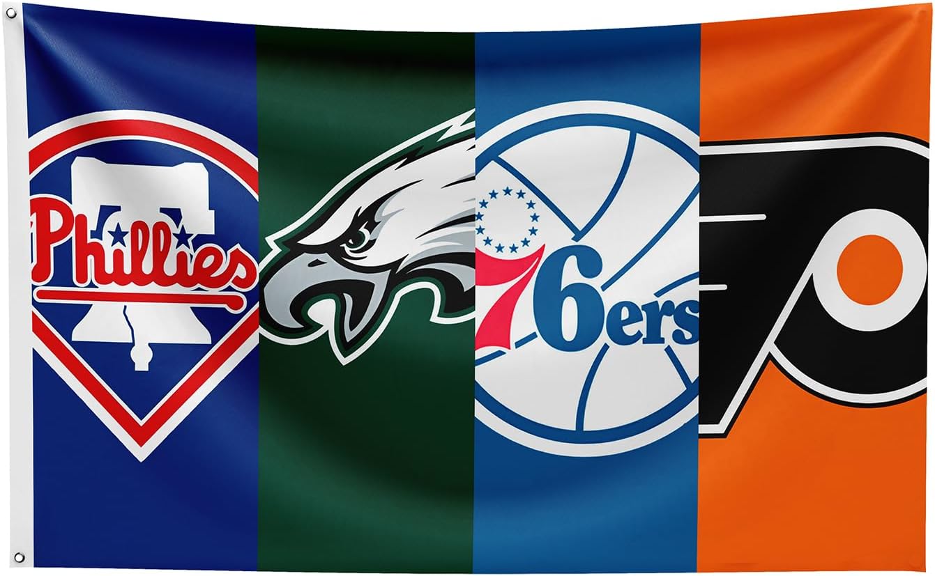 Amazon.com : 3x5 Philadelphi'a Four Teams Sports Fans Flag - Eagles ...
