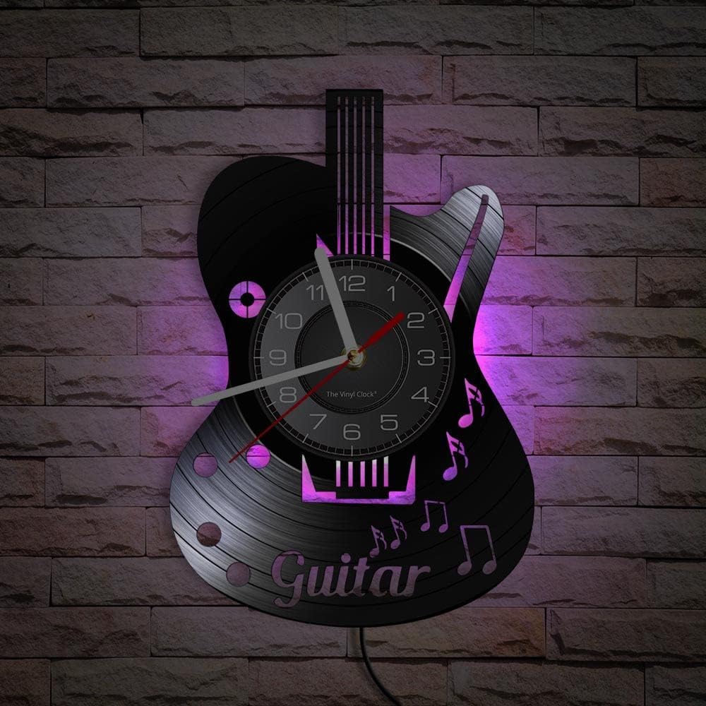 Amazon.com: Timethink 12 Inch Music Guitar Wall Clock 7 Kinds of LED ...