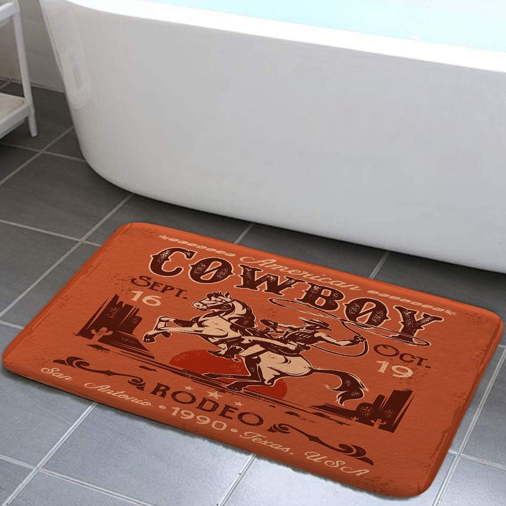 Amazon.com: Retro Western Cowboy Bath Rugs for Bathroom, Traditional ...