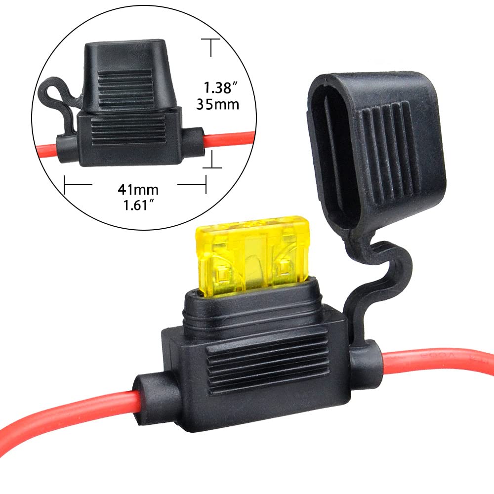 Snapklik.com : MUYI 6 Pack Inline Fuse Holder Kit - 14AWG Waterproof Pigtail Wire Loop