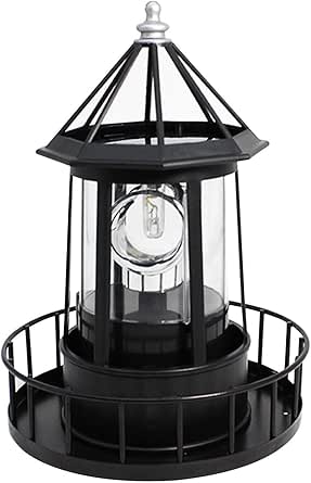 Qulable Rotating Solar Lighthouse, Solar Lights Outdoor 360 Degree ...