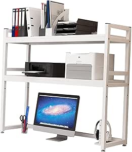 Amazon.com: Desktop Bookshelf For Computer Desk - 2 Layer Adjustable ...