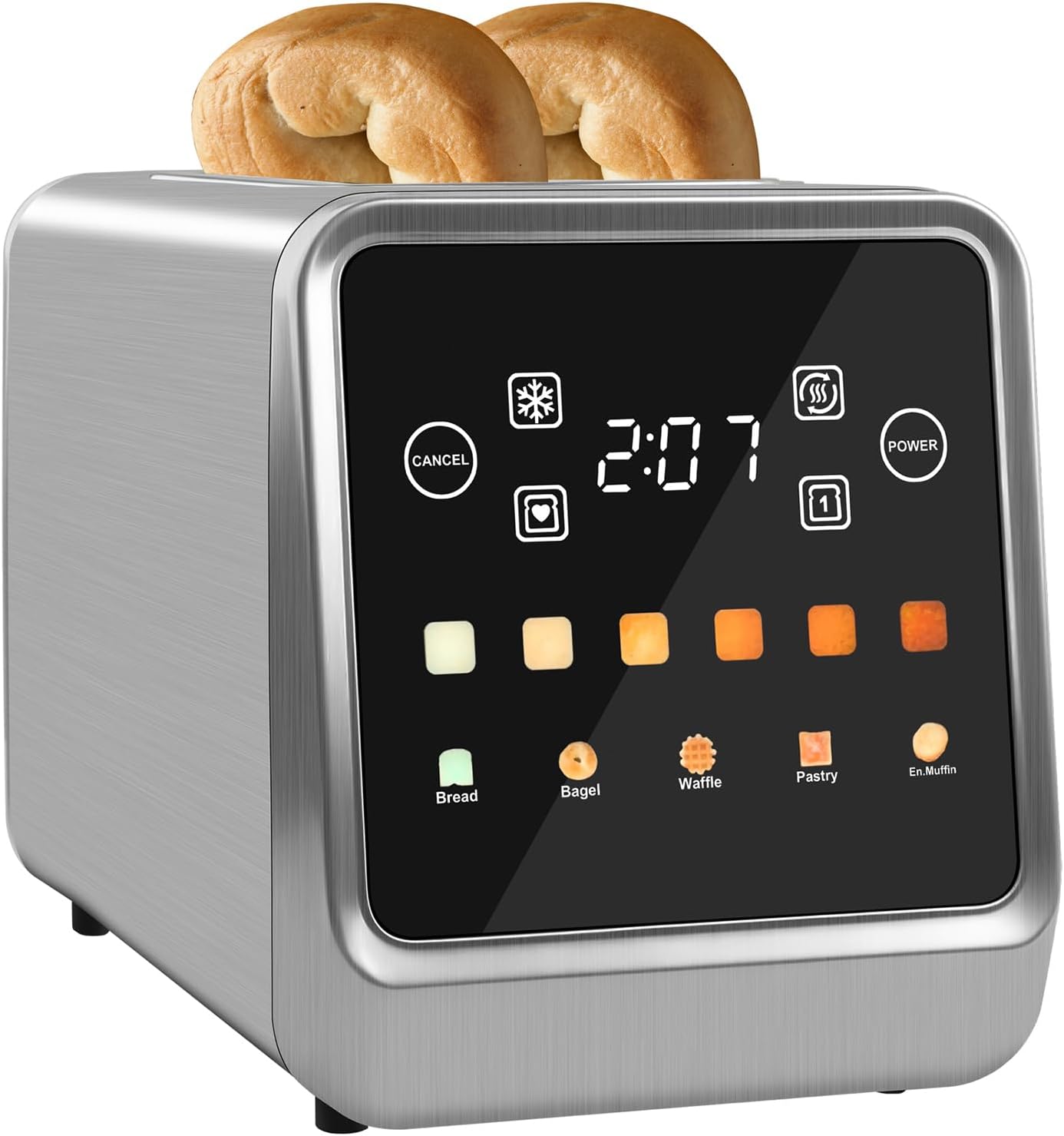 Amazon.com: WHALL Touch Screen Toaster 2 Slice, Stainless Steel Digital ...