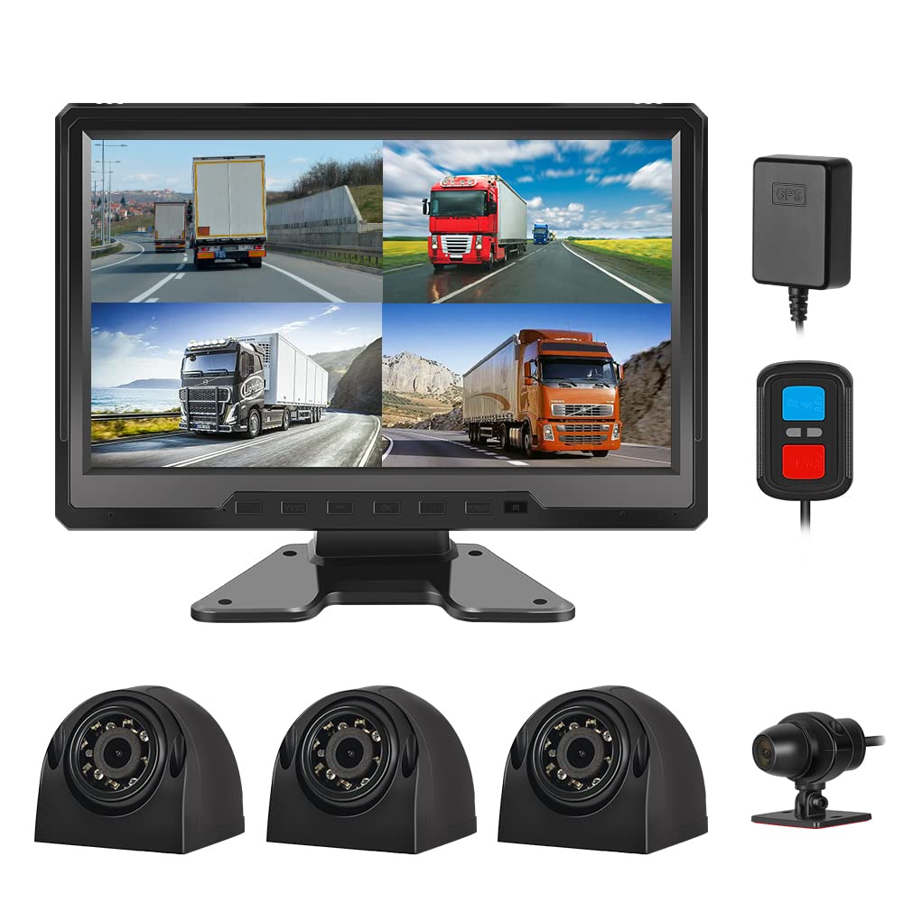 VSYSTO 4CH 1080P Truck Dash Cam, 10.1'' Monitor Vehicle Reversing ...