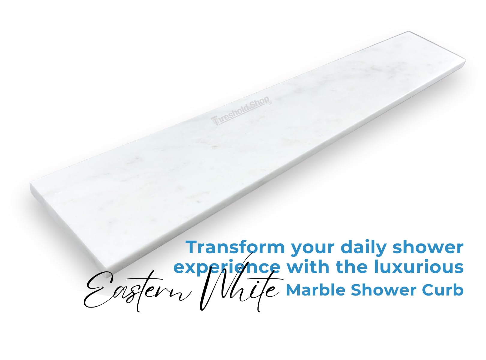 Waist Fan 60-Inch Shower Curb Threshold - Super White Engineered Marble ...
