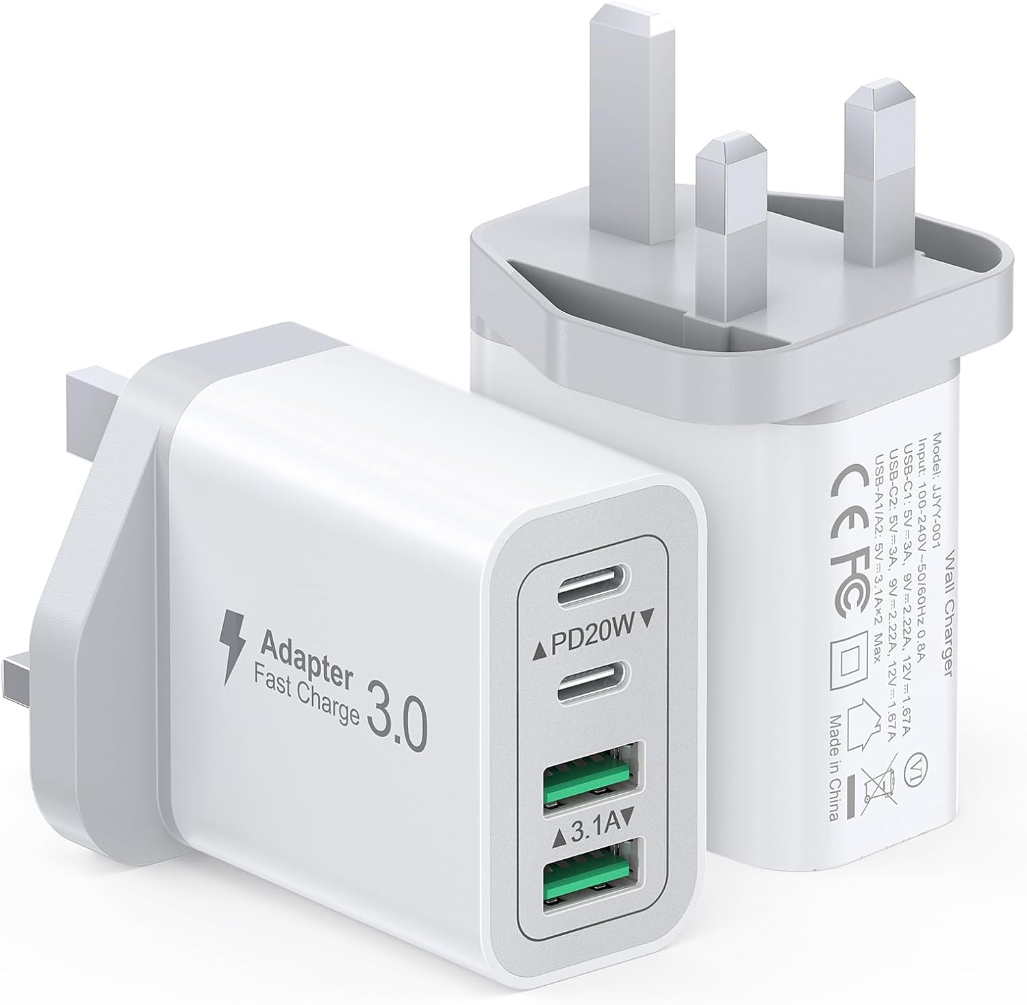 Anykon 2 Pack USB C Fast Charger Plugs, 40W with and A for iPhone 15 ...