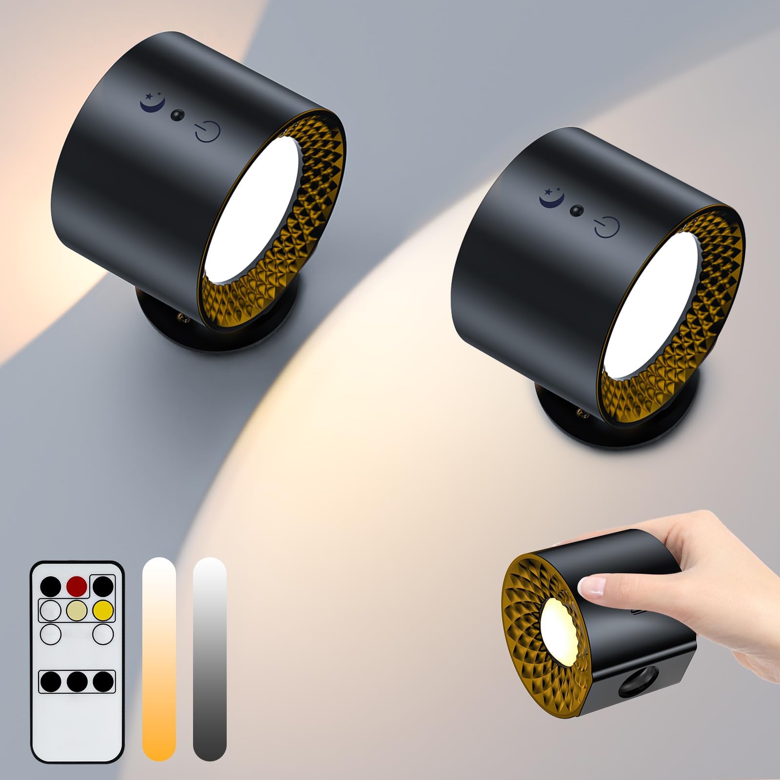 Applique Murale Intérieure, Lampe de Chevet Sans Fil Tactile LED avec ...