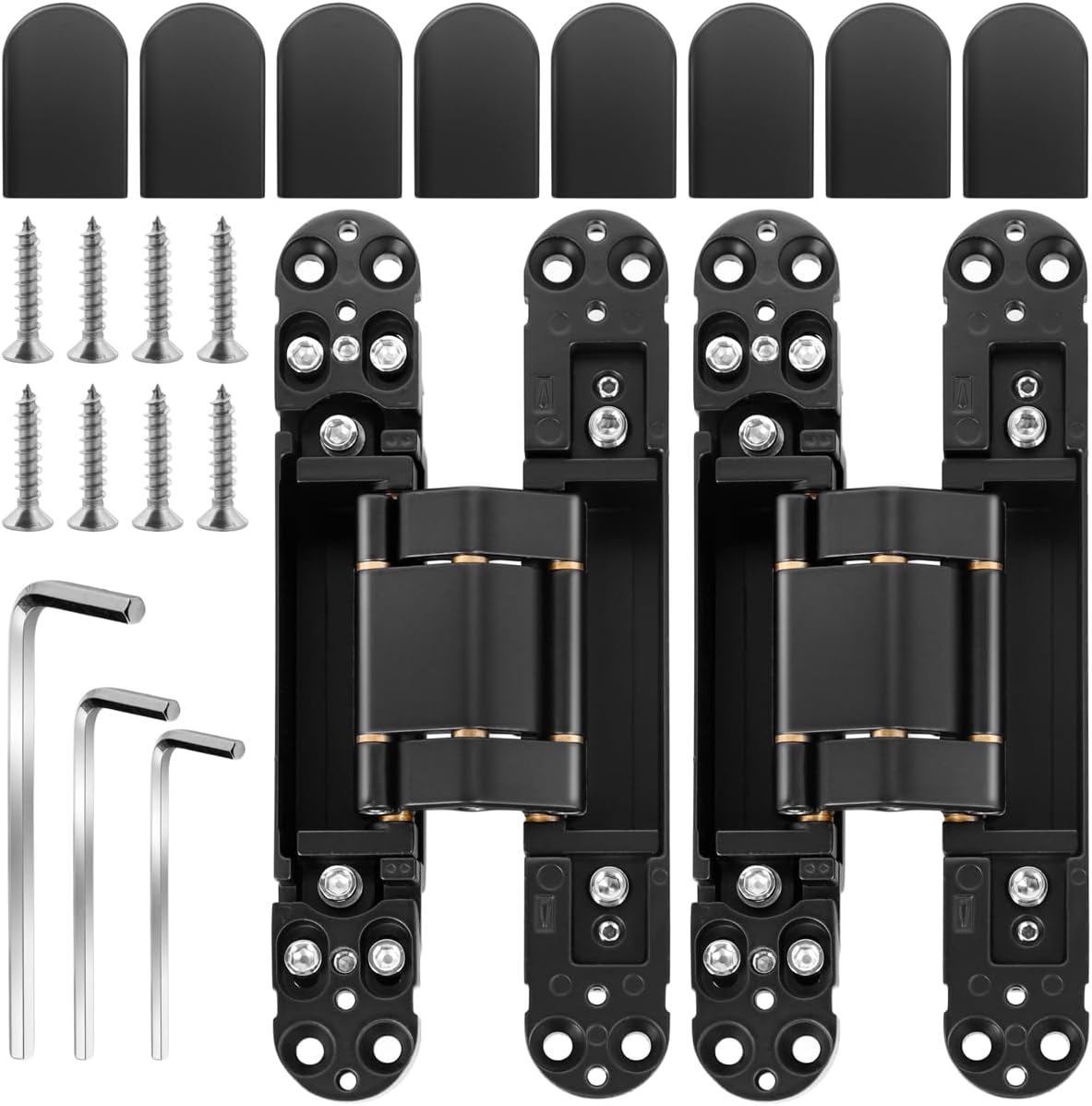 7 inch（2 Pcs Hidden Door Hinges - Black Invisible Hinges for Doors, 180 ...