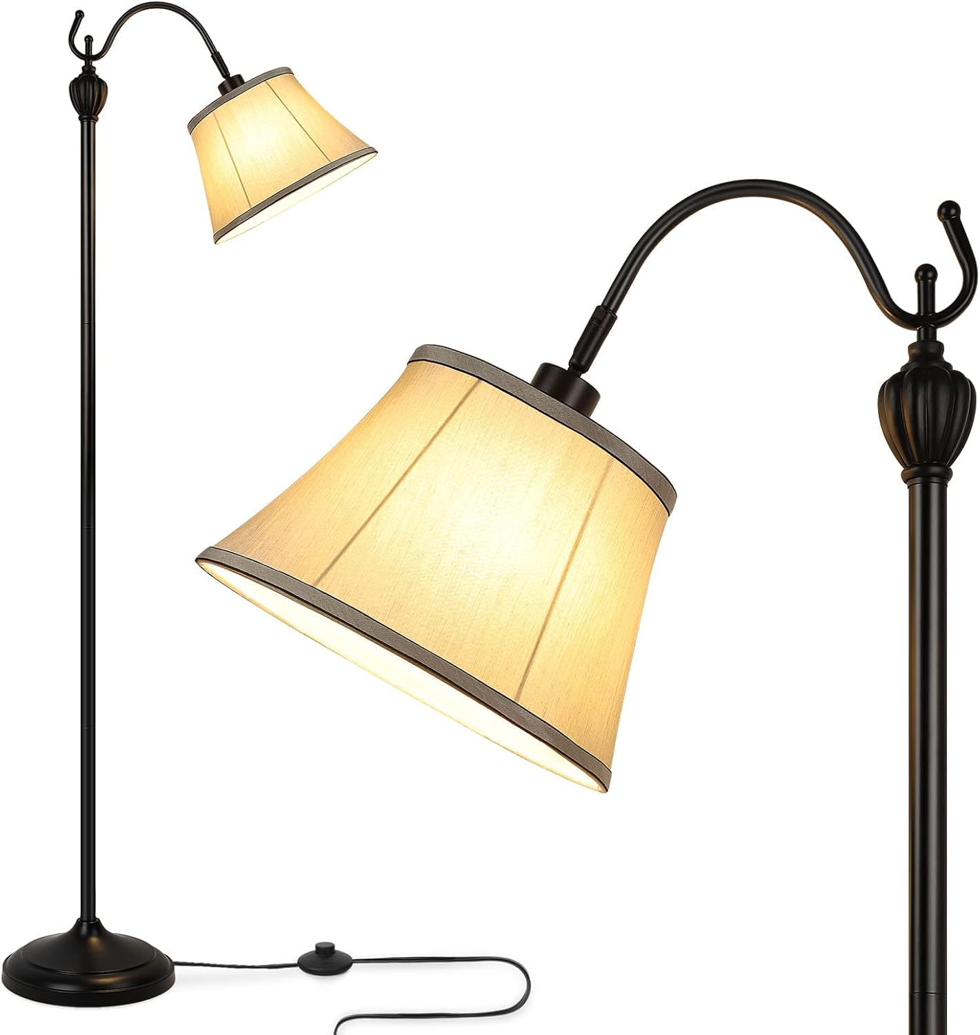 FOLKSMATE Floor Lamps for Living Room, Tall Standing Lamp with Shade ...