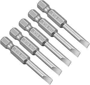 uxcell 5 Pcs 4mm Slotted Tip Magnetic Flat Head Screwdriver Bits, 1/4 ...