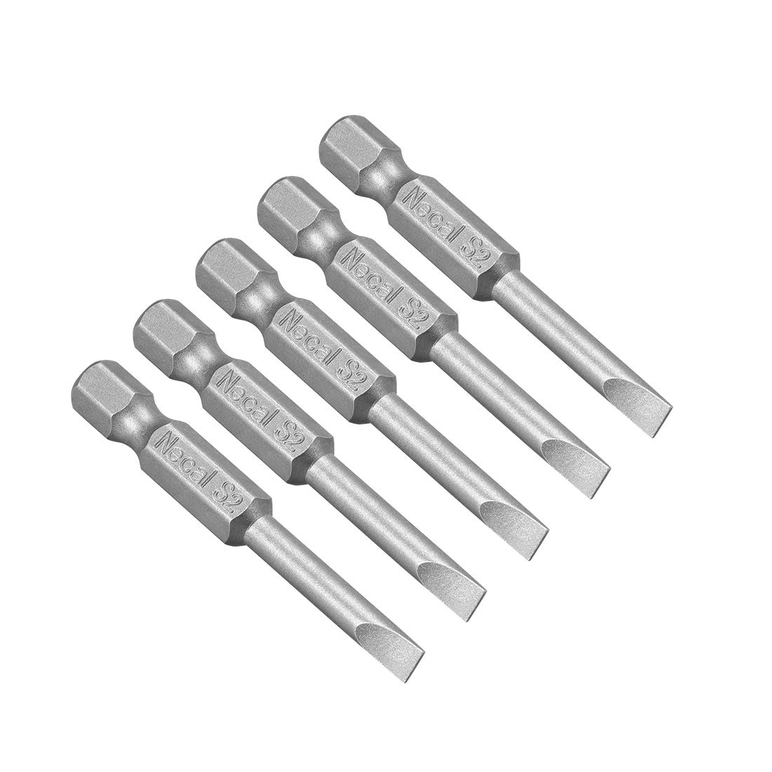 uxcell 5 Pcs 4mm Slotted Tip Magnetic Flat Head Screwdriver Bits, 1/4 ...