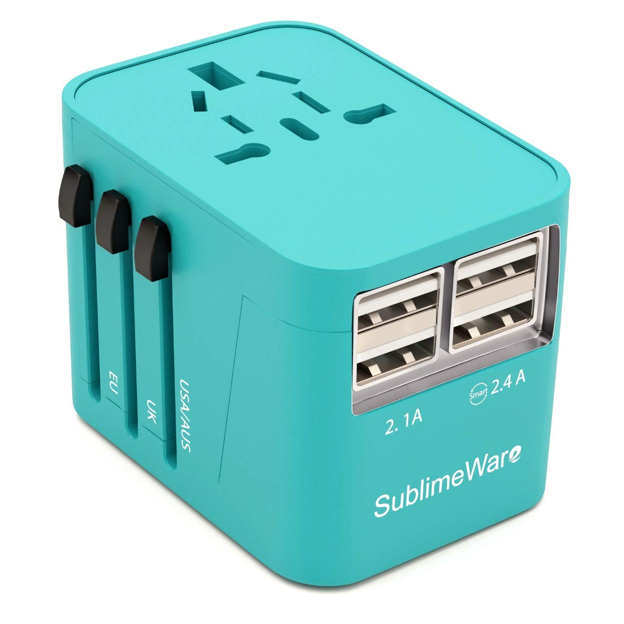 Buy Power Plug Adapter Turquoise International Travel W 4 USB buy-power-plug-adapter-turquoise-international-travel-w-4-usb