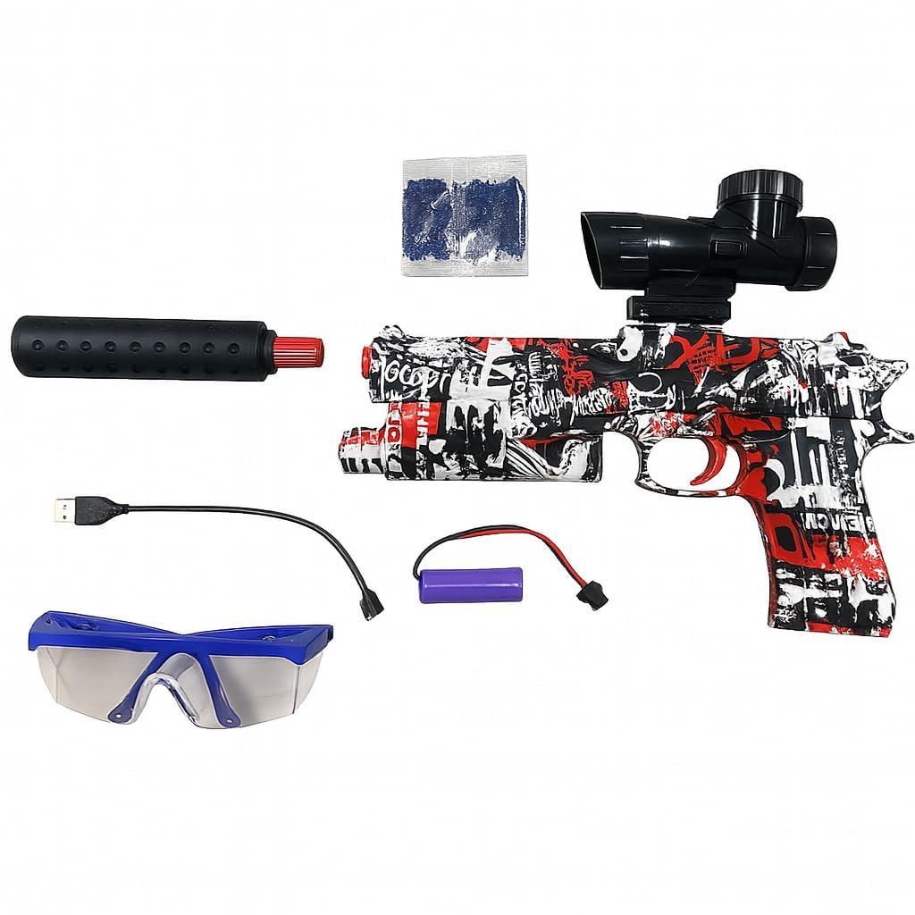 KIDZ KOLLECTION Electric Gel Blaster Toy Gun with Silencer, Scope ...