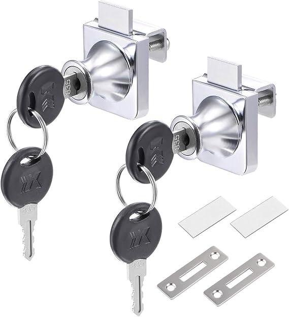 Recogwood 2Pcs Glass Cabinet Door Lock, Single Glass Display Case Locks ...