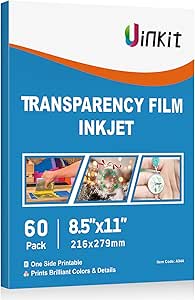 Amazon.com : Uinkit 60 Sheets Printable Transparency Film Acetate Clear Sheets for Crafts 8.5x11 ...