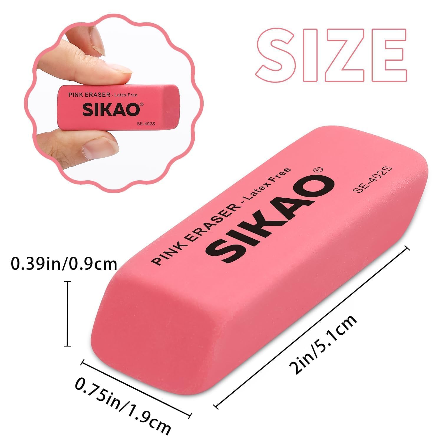Snapklik.com : Pink Erasers 12 Pack Pencil Erasers For Kids, Pink Bevel ...