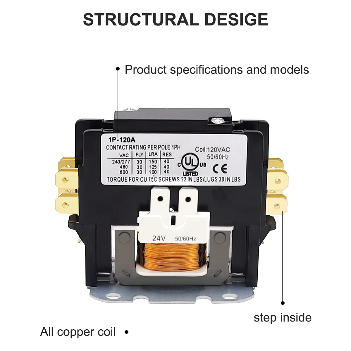 Snapklik.com : Heavy Duty 1 Poles 30 Amp 120V AC Compressor Contactor ...