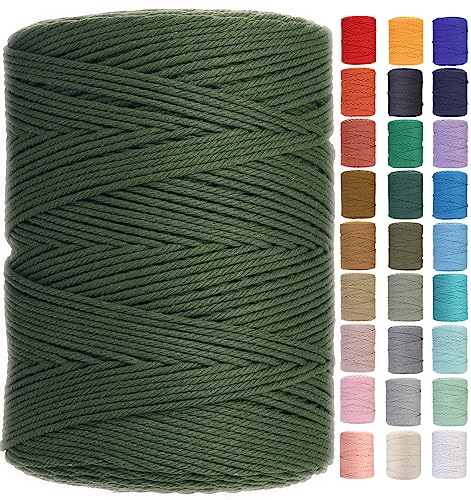 GOHOF Macrame Cord 3mm x 450m Premium Cotton Macrame Rope, 4 Strand ...
