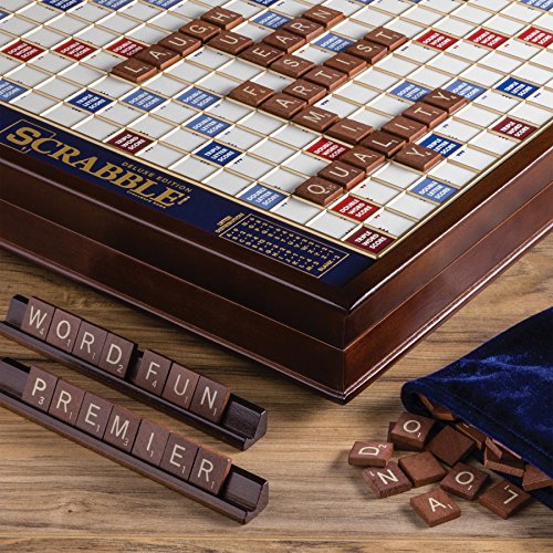 Scrabble Deluxe Edition en bois avec plateau de jeu rotatif ...
