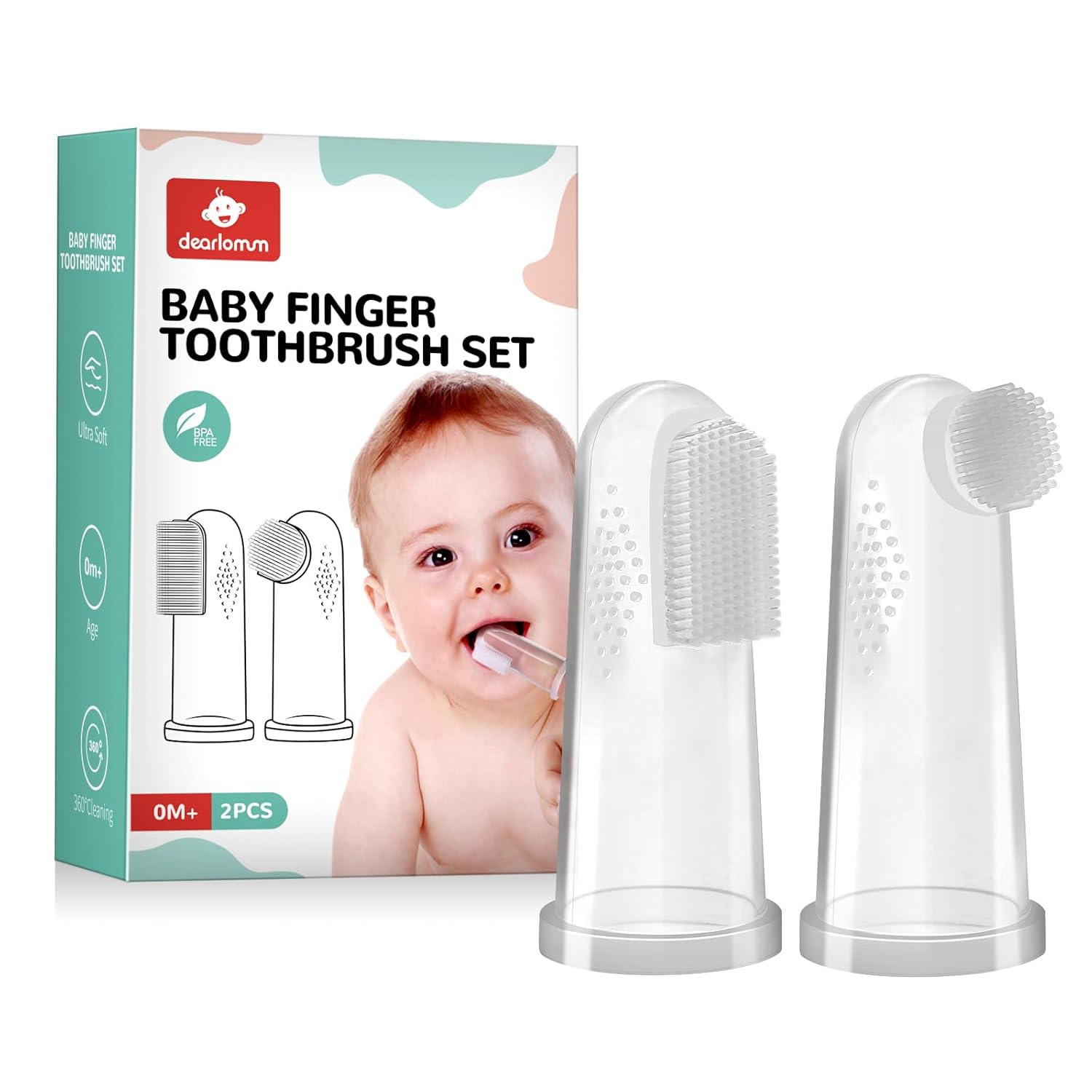 Amazon.com: dearlomum Finger Toothbrush for Teething Training, Silicone ...