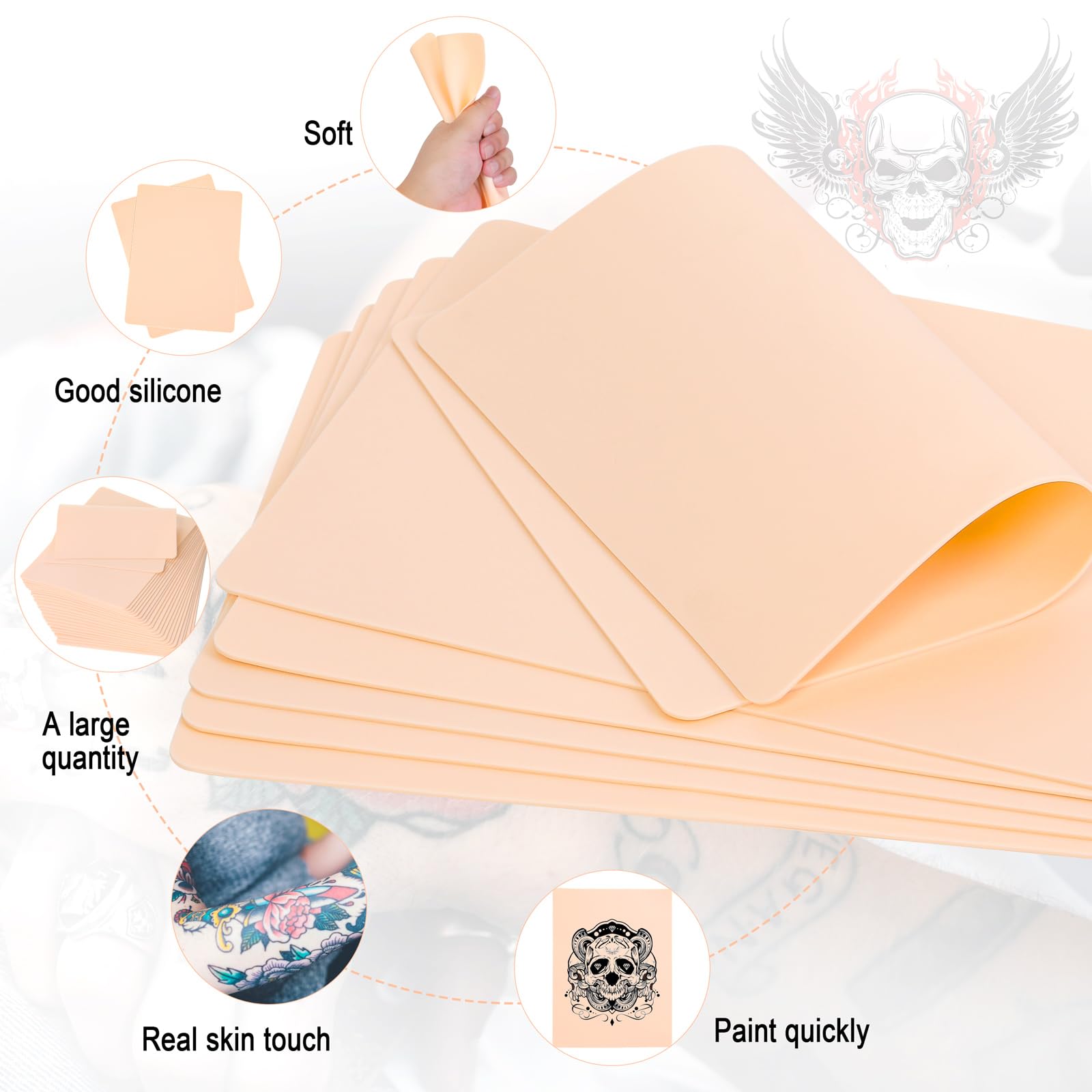 Snapklik.com : 22pcs Blank Tattoo Practice Skin, 6x8 1.2mm Double Sides ...
