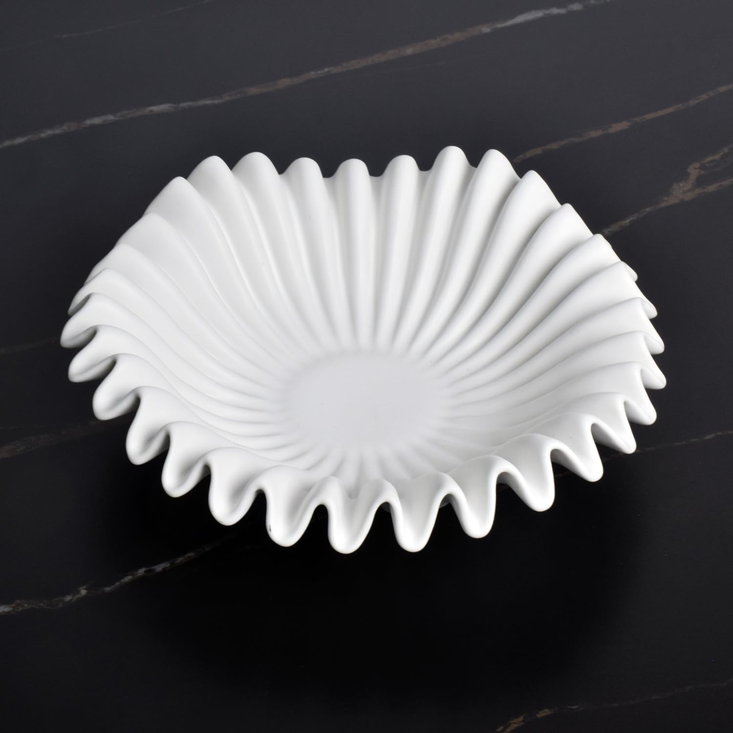 Amazon.com: Nico Fluted Ruffle Decorative Bowl - Home Decor Accents for ...