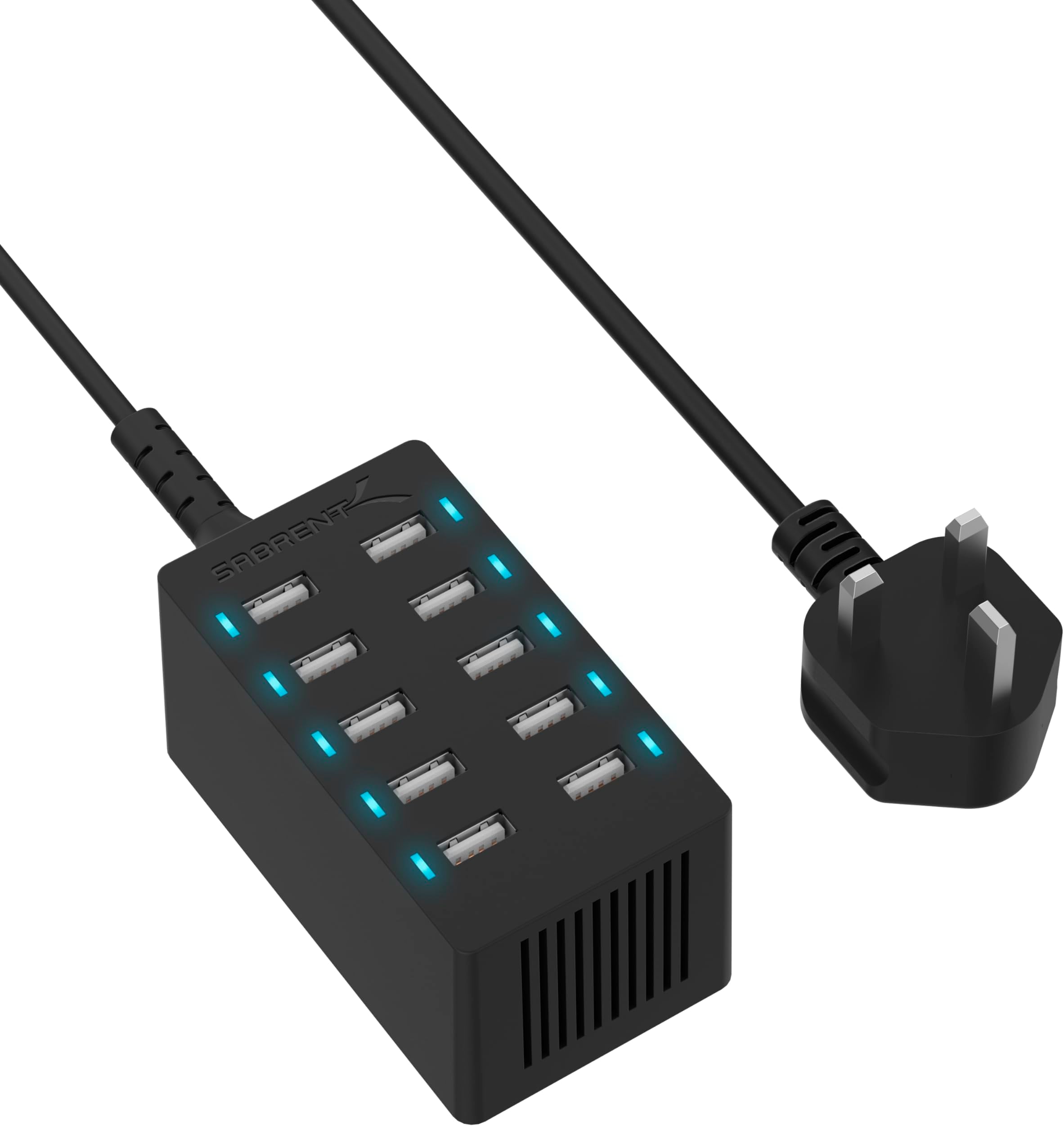 SABRENT smart USB charger 60 Watt 10 ports, fast charger with power ...