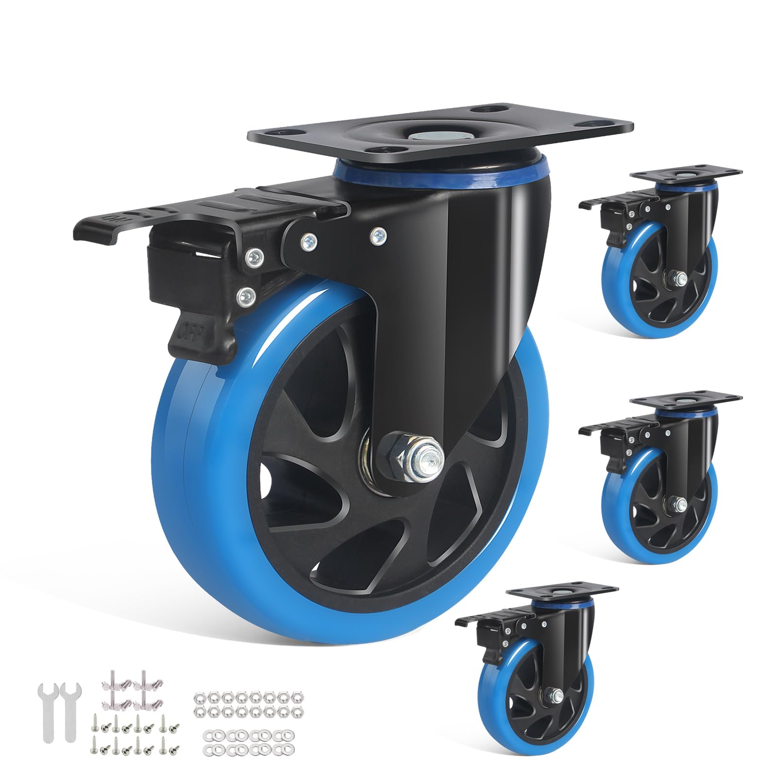 Snapklik.com : 5 Inch Caster Wheels 2200lbs, Heavy Duty Casters Set Of ...