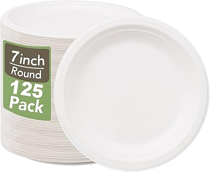 Amazon.com: WELLIFE 100% Compostable Paper Plates 7 Inch, 125-Pack ...