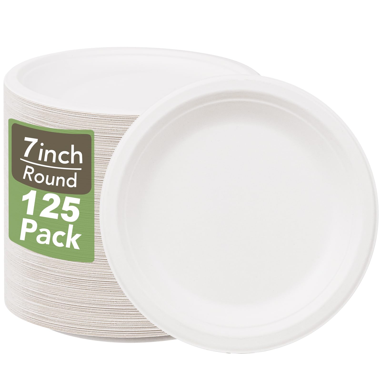 Snapklik.com : WELLIFE 100% Compostable Paper Plates 7 Inch, 125-Pack ...