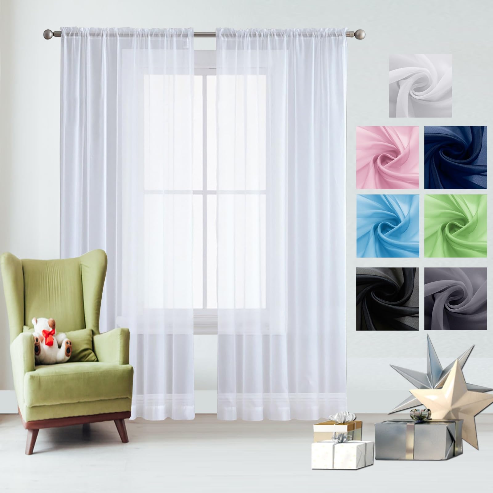 Energy Saving Sheer Curtains Cream , 90" X 90") Blackout Eyelet
