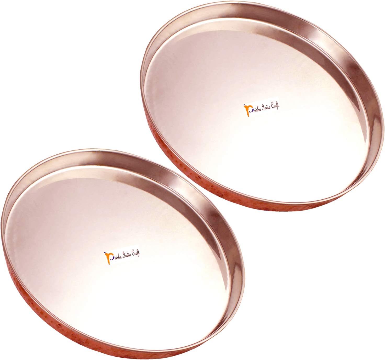 Amazon.com | Prisha India Craft Stainless Steel Copper Dinner Plate ...