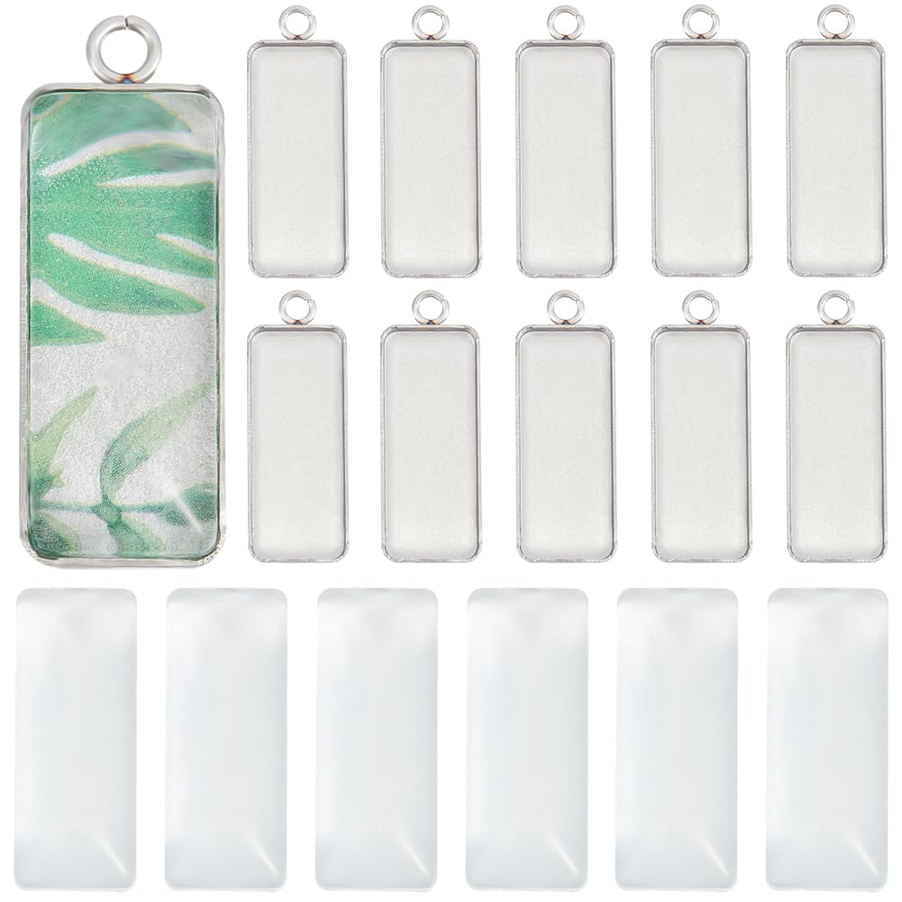 Amazon.com: SUNNYCLUE 1 Box 80Pcs Pendant Trays Set Rectangle Pendant ...