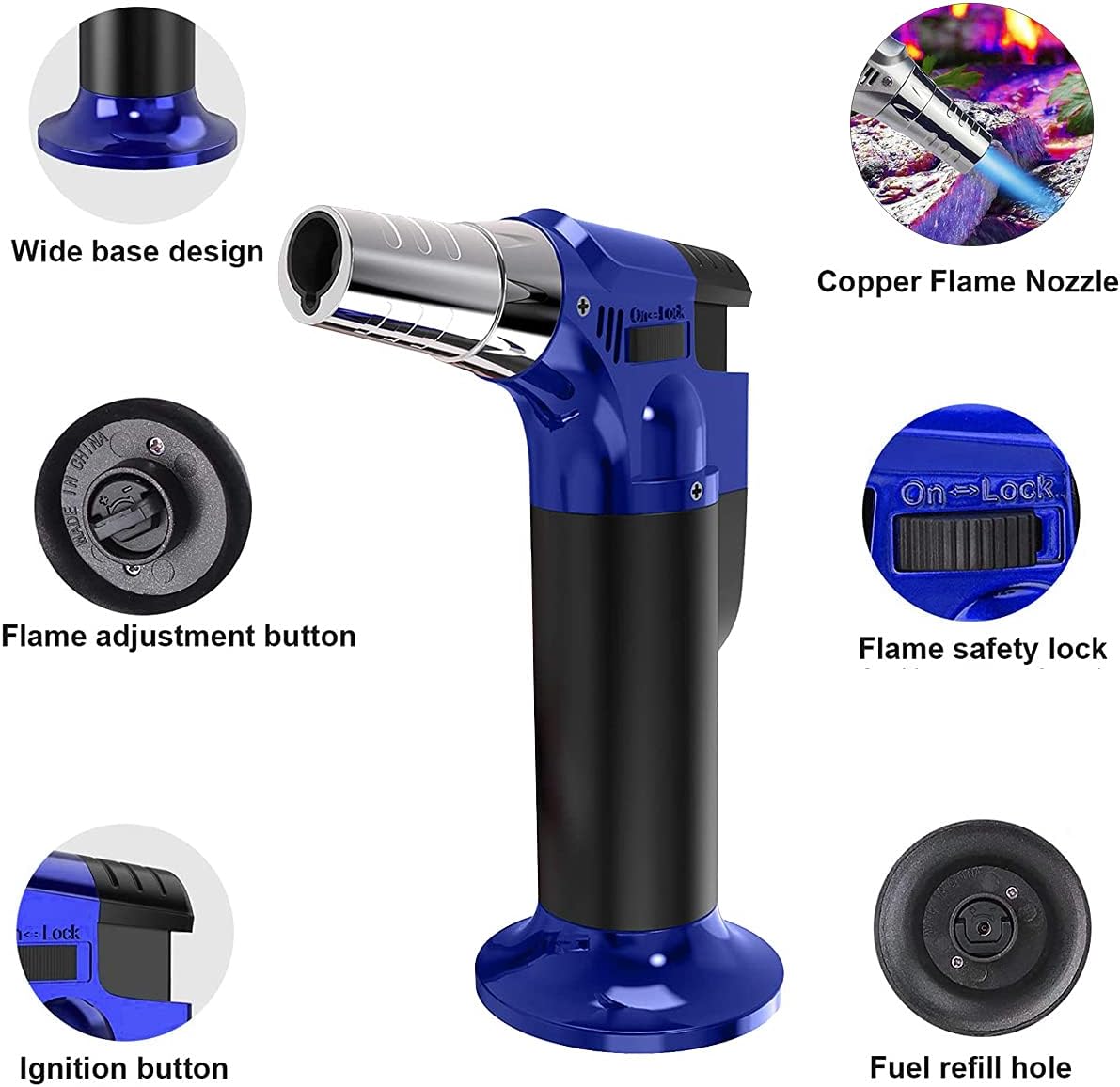 2 Pack Butane Torch Lighter, XWFEU Blow Torch Refillable Kitchen Torch ...