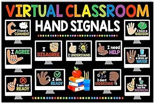 Amazon.com: Virtual Classroom Hand Signals Posters Children'S Education ...