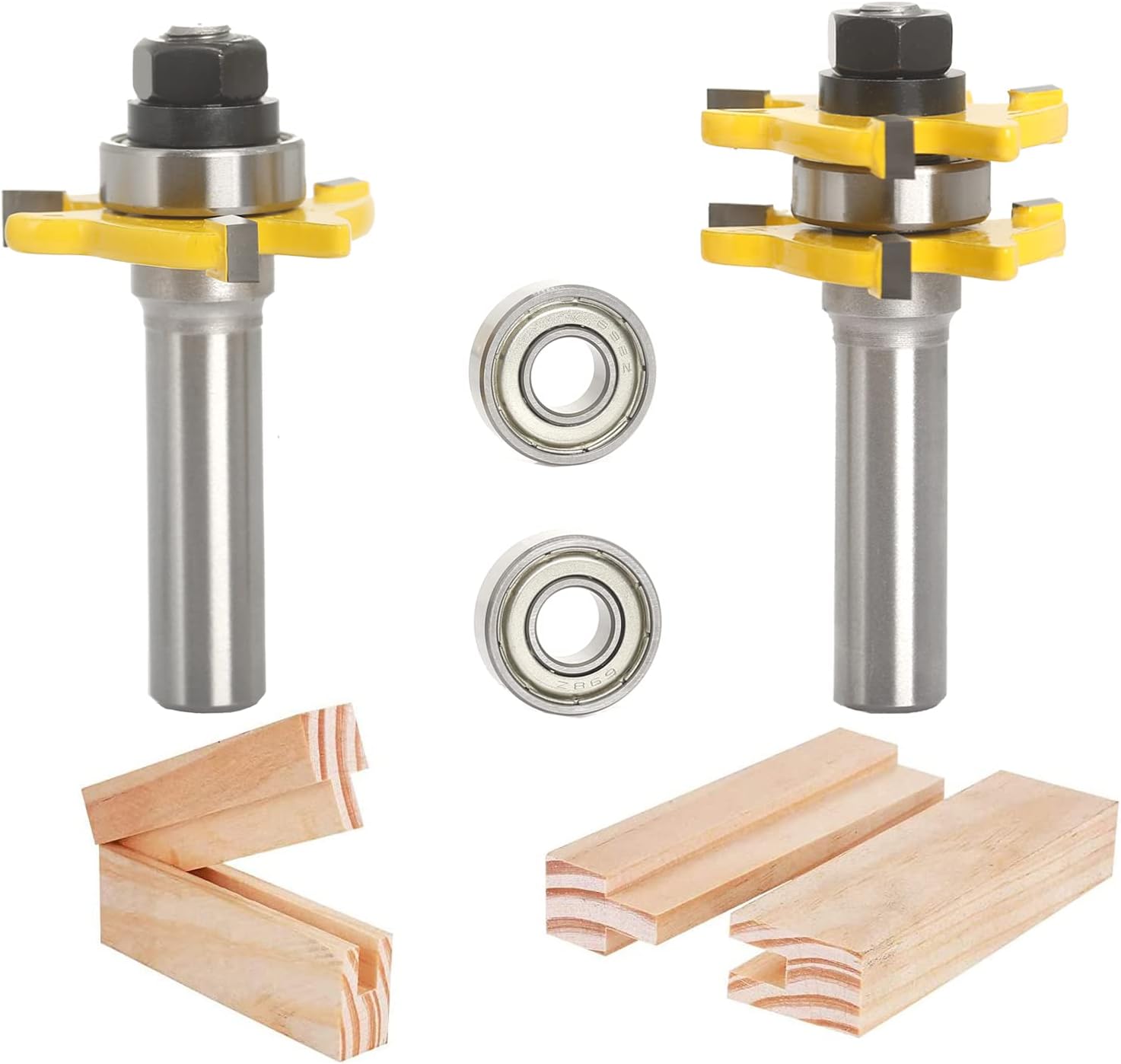 Yonico 15221 3/4-Inch 2 Bit Tongue and Groove Router Bit Set 1/2-Inch ...
