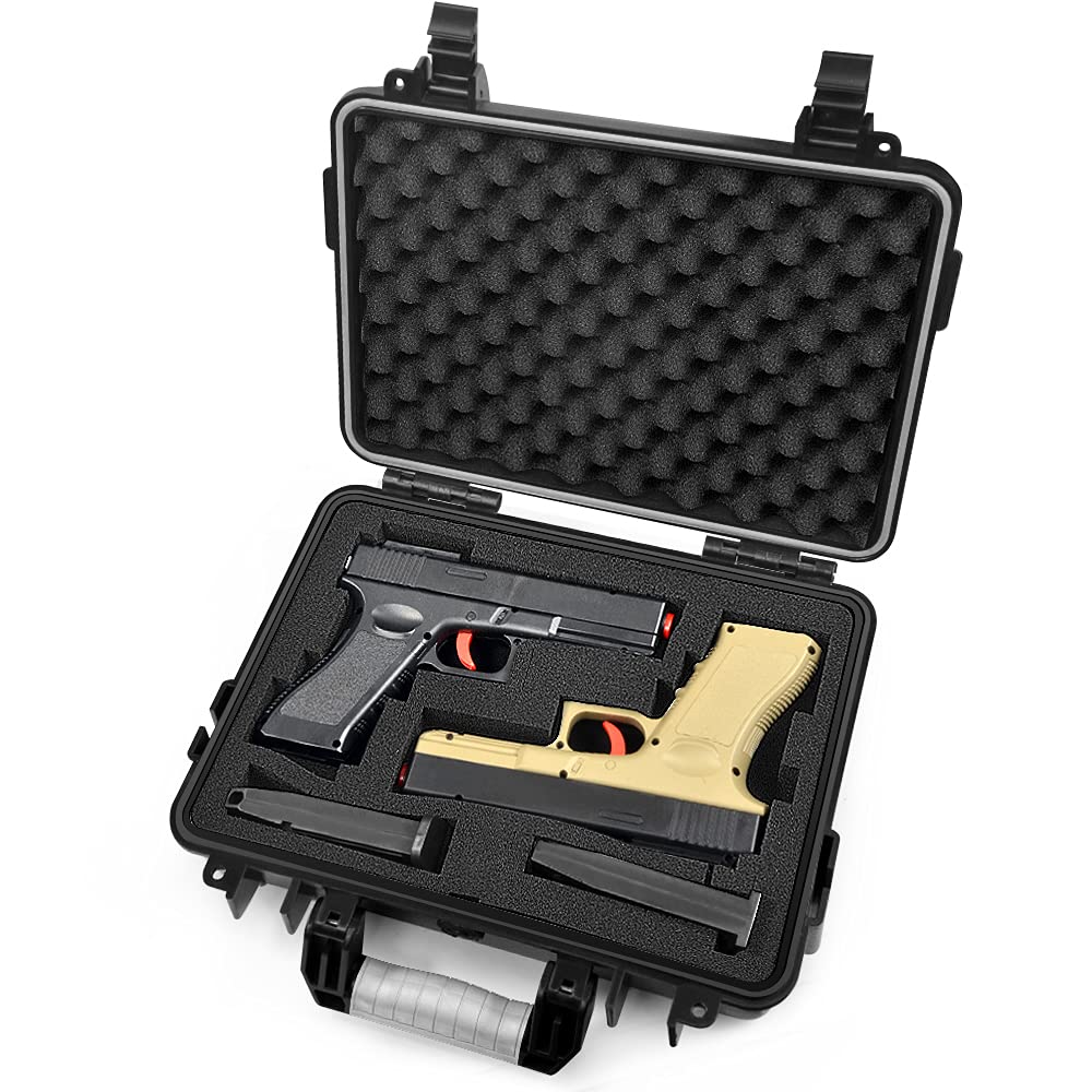 Lekufee Waterproof Hard Pistol Case for 2 Handguns and More Accessories ...