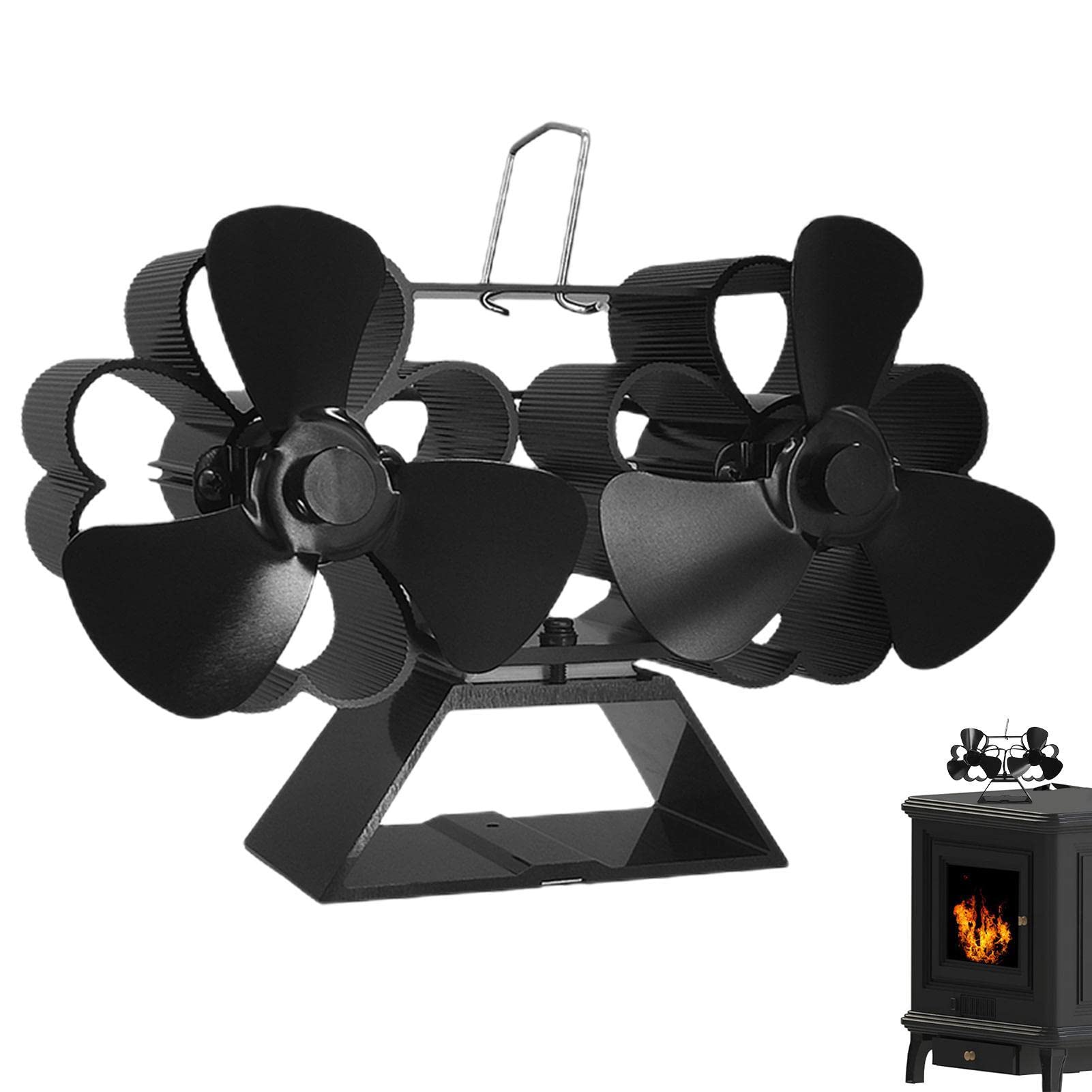 Fireplace Blower Fan, Non-Electric Wood Stove Blower Fan with 6 Blades ...