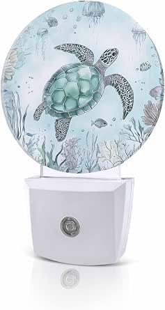 Onekaccu Coastal Sea Turtle LED Night Light Plug Into Wall,Nautical ...