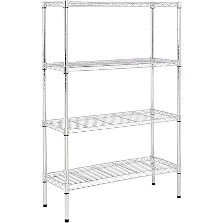 amazon basics 4-Shelf Shelving Storage Unit, Metal Organizer Wire Rack ...
