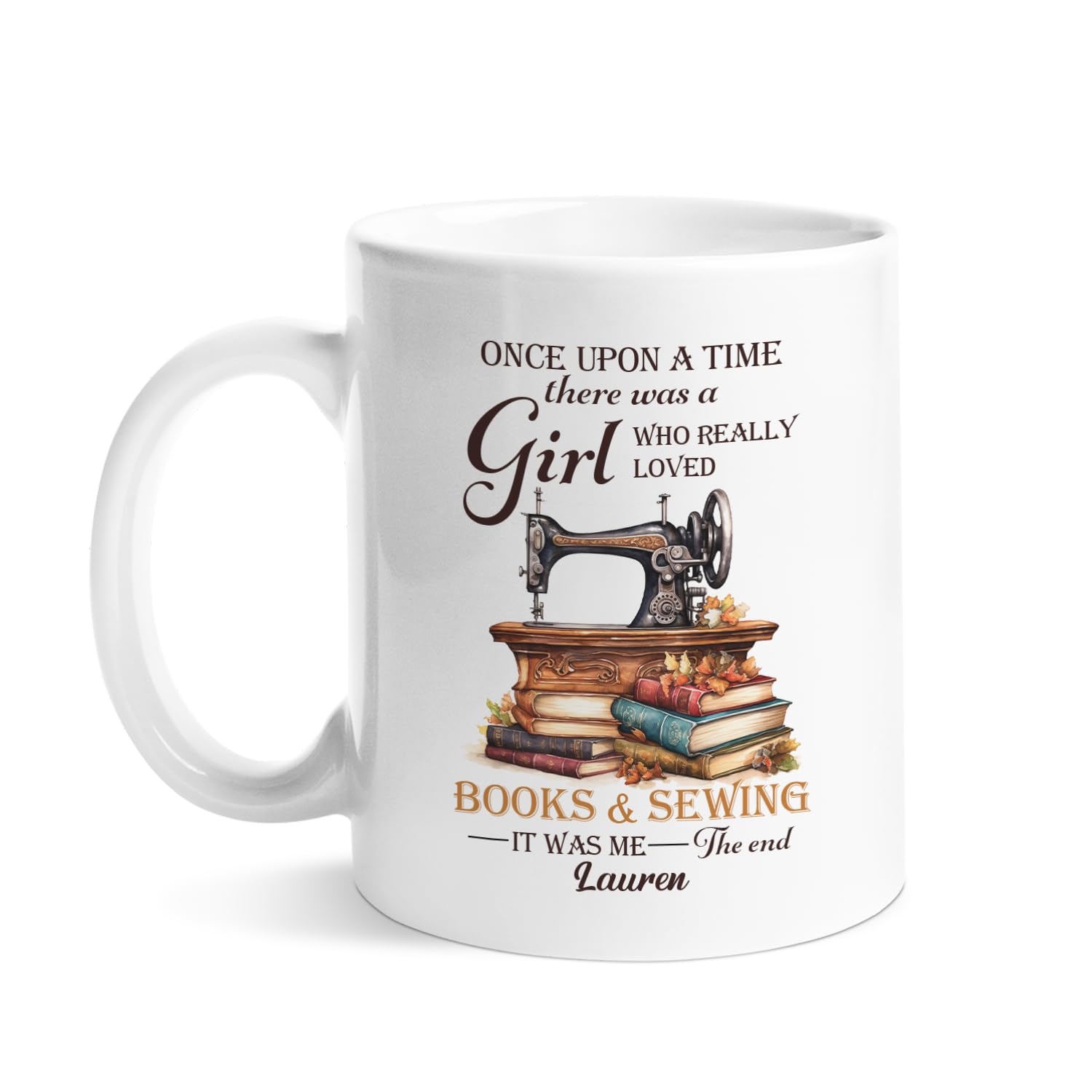 Amazon.com: Books And Sewing Coffee Mugs, Customized Name Lovely Sewing ...