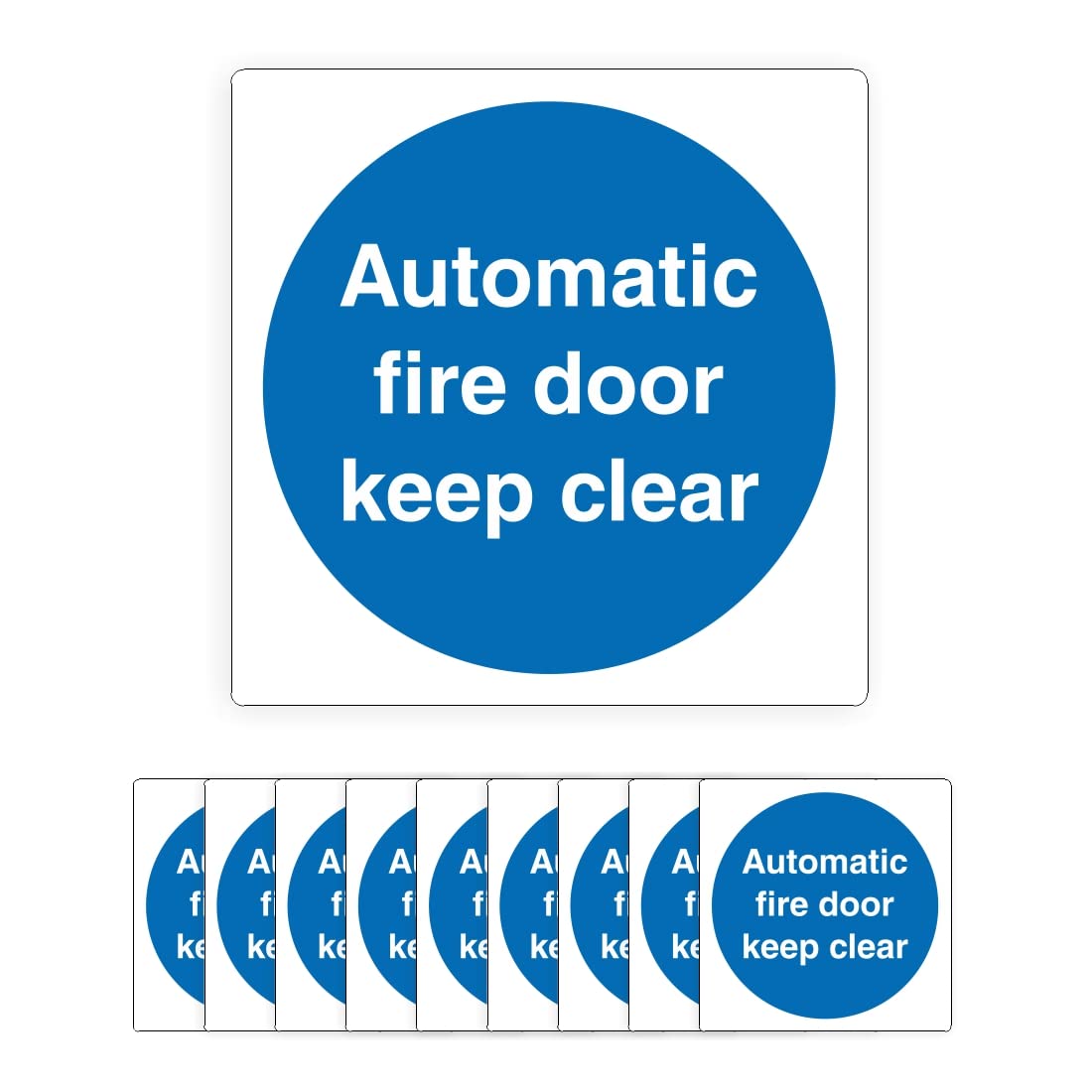 Automatic fire door keep clear - fire safety signs - 100mm x 100mm ...