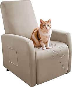 Generic Small Recliner Chair Covers, 4 Pieces, Waterproof, Light Brown ...