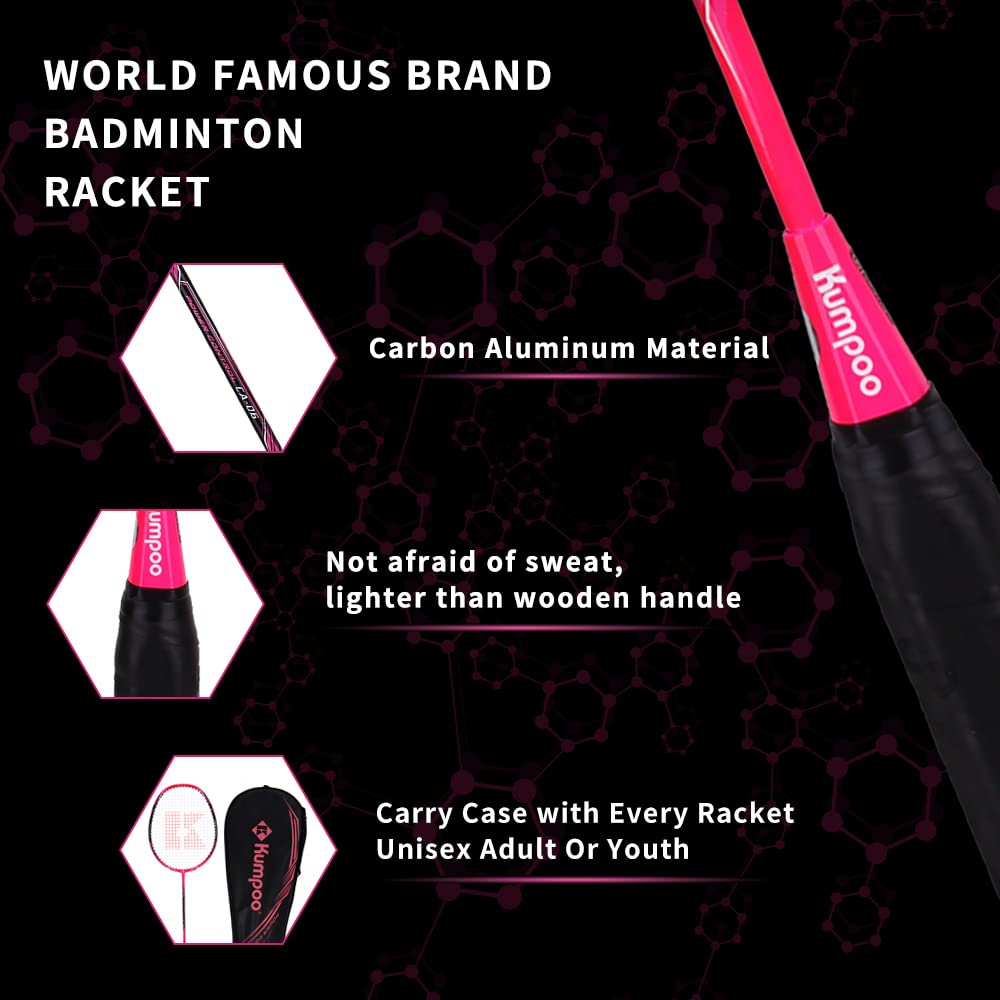 Snapklik.com : KUMPOO Professional Badminton Racket Set Of 2, 86g ...