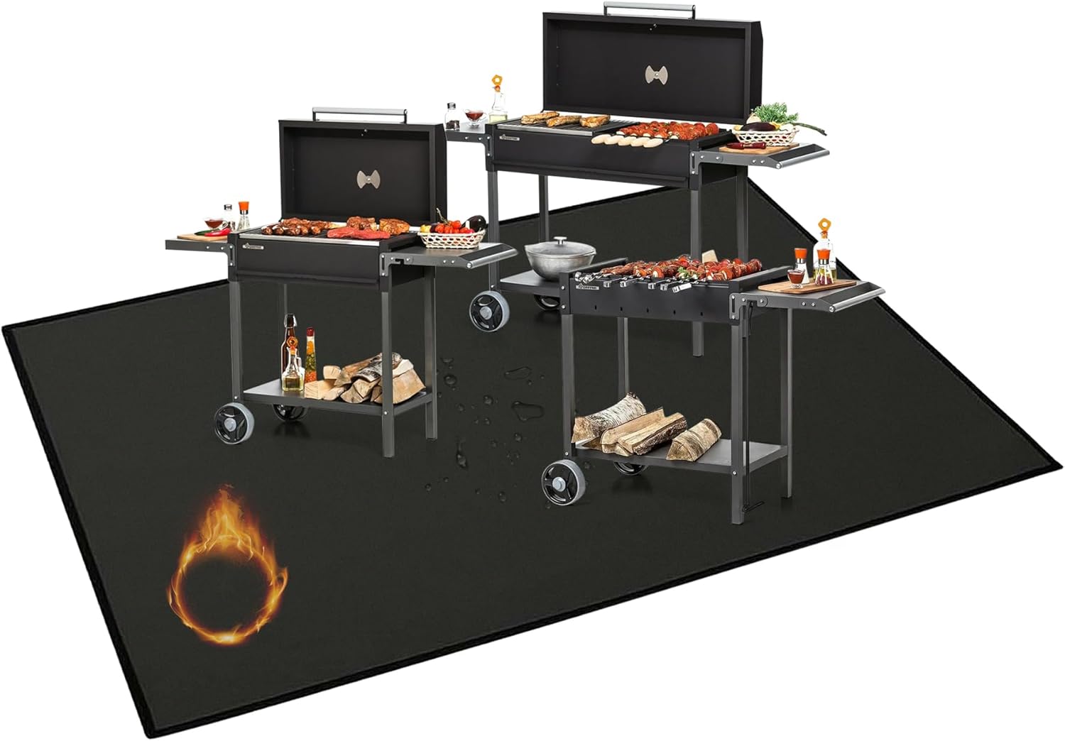 Under Grill Mat, 90x48 Inch BBQ Mat for Deck, Patio, Outdoor Smokers ...
