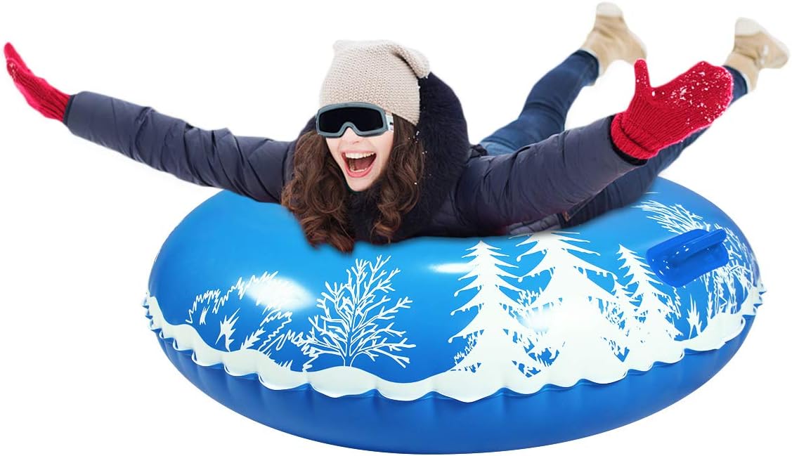 Inflatable Snow Tube, Heavy Duty Inflatable Snow Tube Sled for Kids and ...