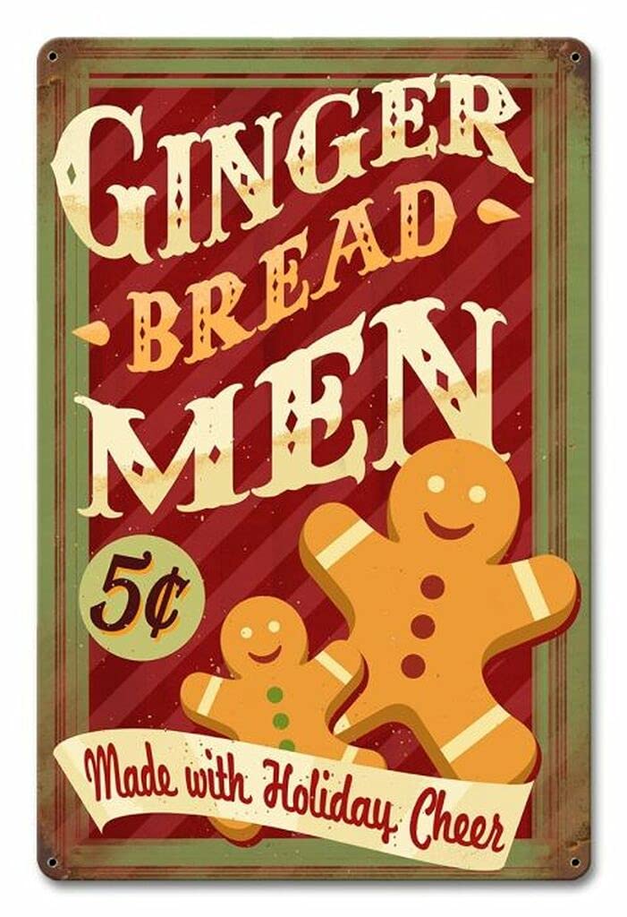 Amazon.com: Gingerbread Men Holiday Metal Sign Plaque Metal Vintage Pub ...