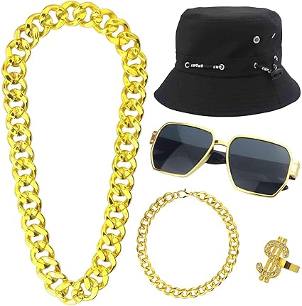 Amazon.com: Hip Hop Costume Outfit Kit for Men Kids Boys - 80s 90s ...