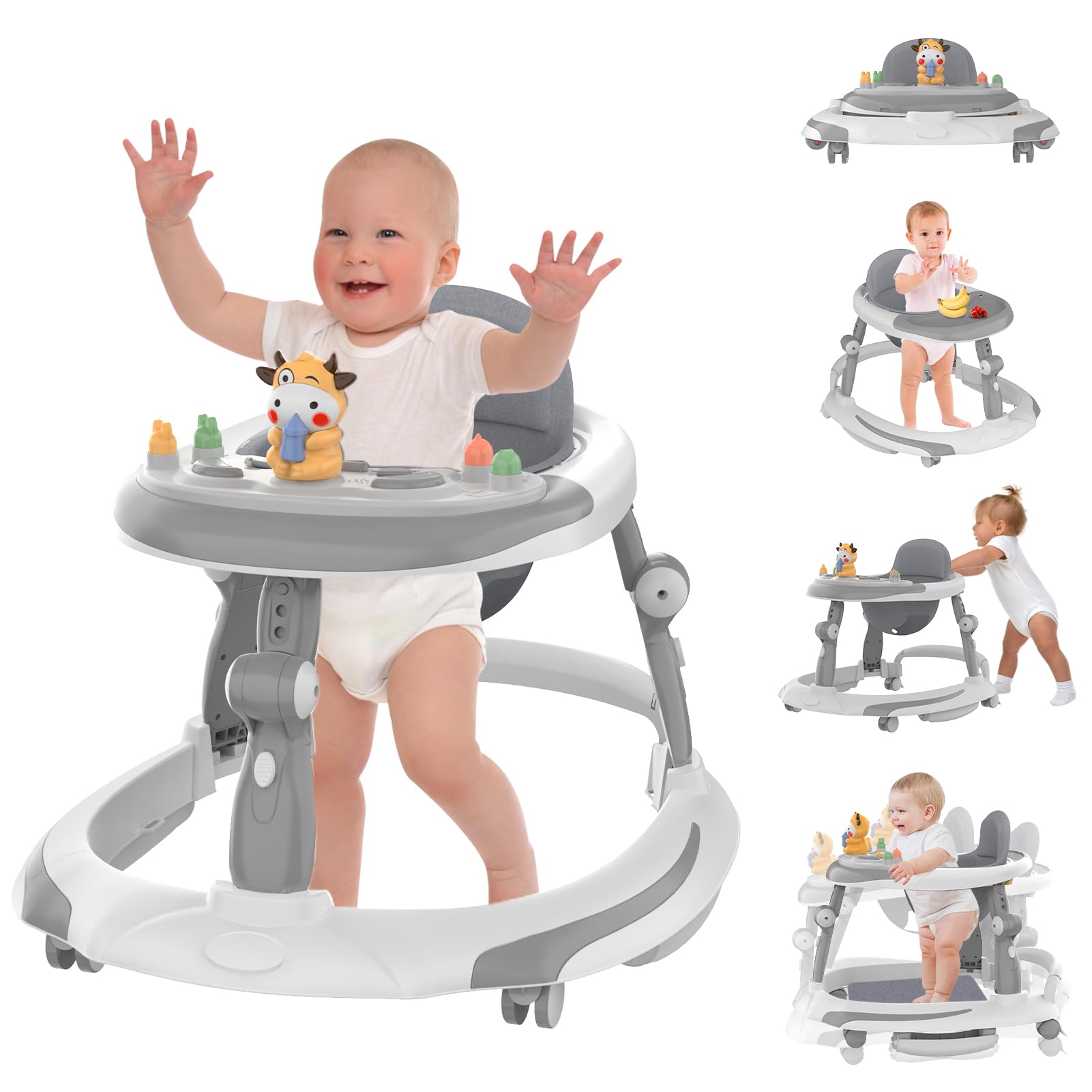 Baby Walker, Foldable Baby Walker, Baby Walker with Wheels, Adjustable ...